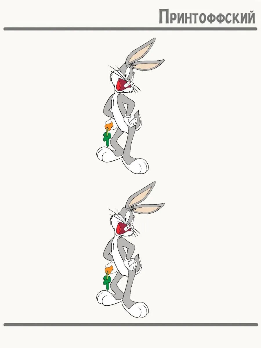 2-е (Две) Термонаклейки багз банни луни тунс bugs bunny