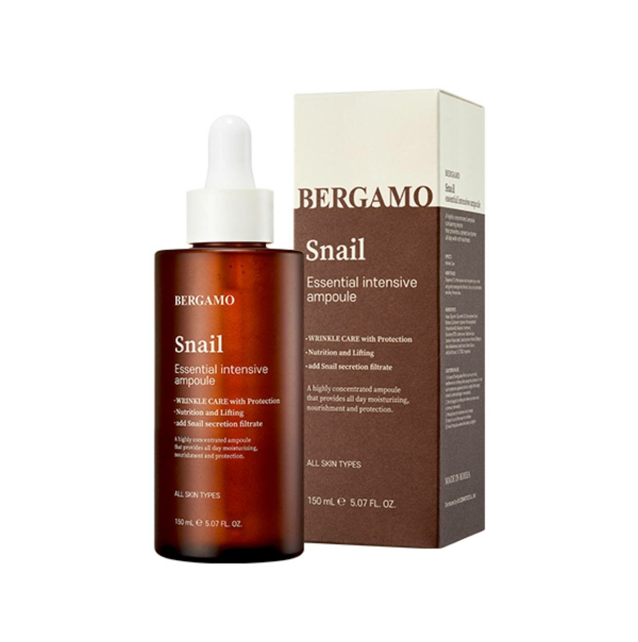 Интенсивная ампула с экстрактом улитки BERGAMO Snail Essential Intensive Ampoule 150 ml