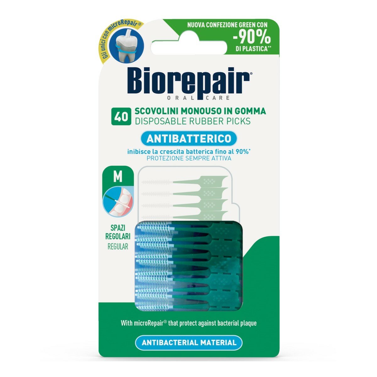 Biorepair Scovolini Monouso in Gomma Regolari/Одноразовые мягкие ершики стандартные, 40 шт.