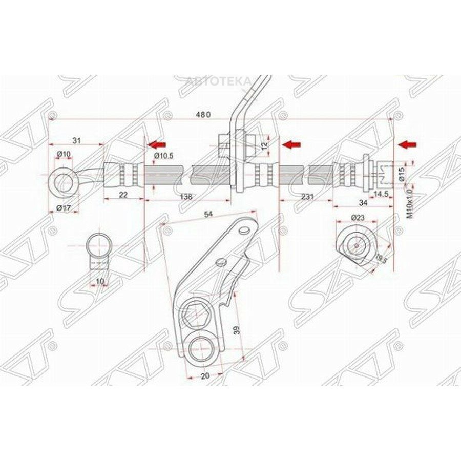 Шланг тормозной HONDA ACCORD лев. перед. SAT ST01465SDAA01