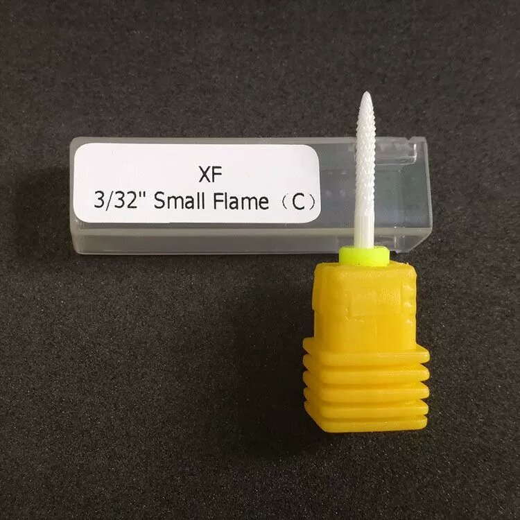 Керамическая насадка для маникюра Small Flame, сверхтонкая шлифовка, неоново-желтая, 2,35 мм диаметр шейки
