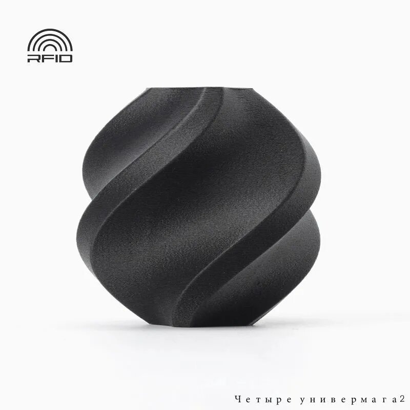 Bambu Lab PETG-CF: Углепластиковый филамент для 3D-печати, глянцевый со скрытыми линиями, с RFID, Black 31100 (в комплекте с катушкой)