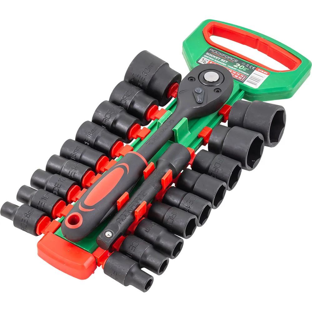 Набор головок с трещоткой и удлинителем Rockforce 20 предметов 1/2', 6гр RF-019-5K(59792)