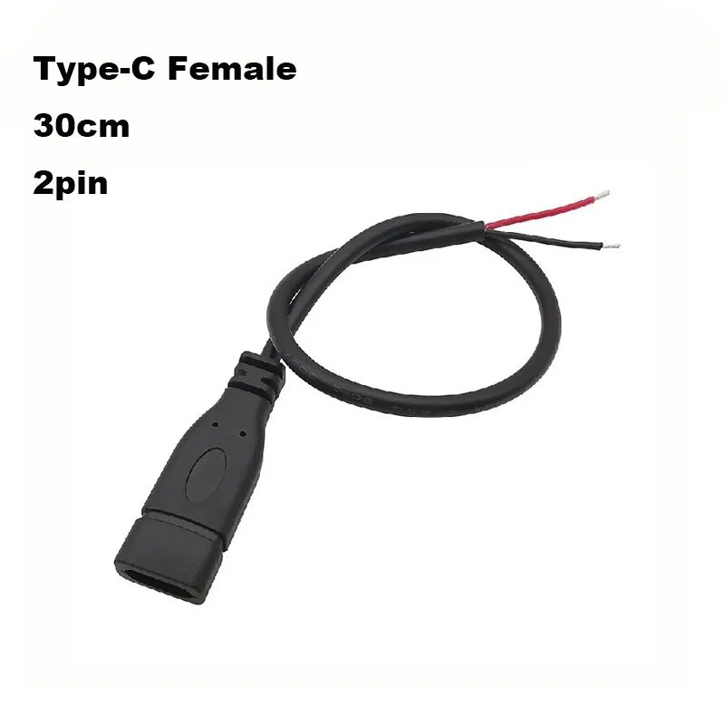Кабель для ремонта и сварки Micro USB 2.0 A - Type-C 2/4 жилы 1 Piece, Type-C Female 2pin