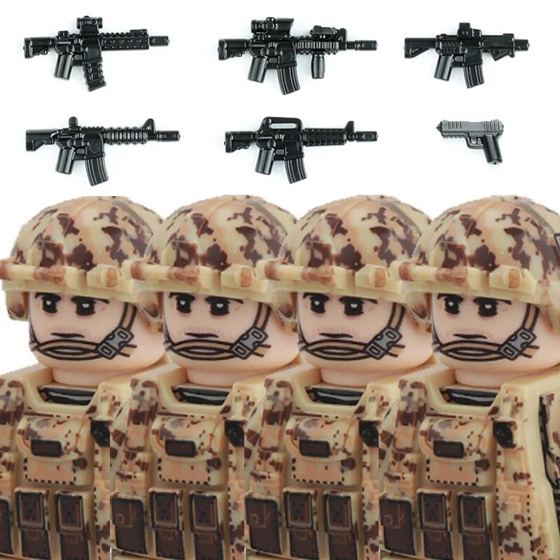 Мини-фигурки спецназа QUANGUAN Бежевый, CT0F-2-4PCS