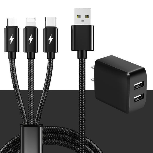 Android huawei кабель для быстрой зарядки 3 в 1 с двумя usb портами и выходом 15 вт черный комплект 1 2 м