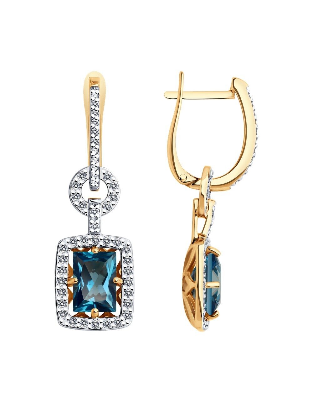 Серьги серебро, 925 проба, золочение
