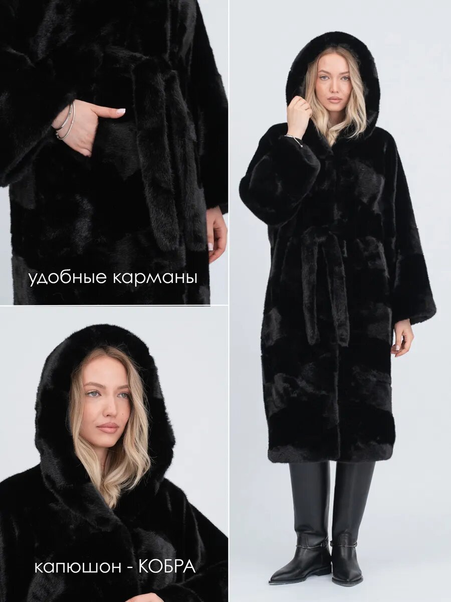 Шуба MAZIKA WEAR Зима 2026-2027, размер 48, черный — фото 1