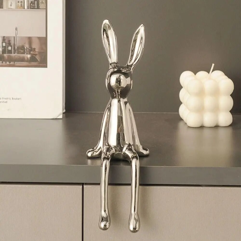 Керамическая фигурки кролика Серебряный, silver