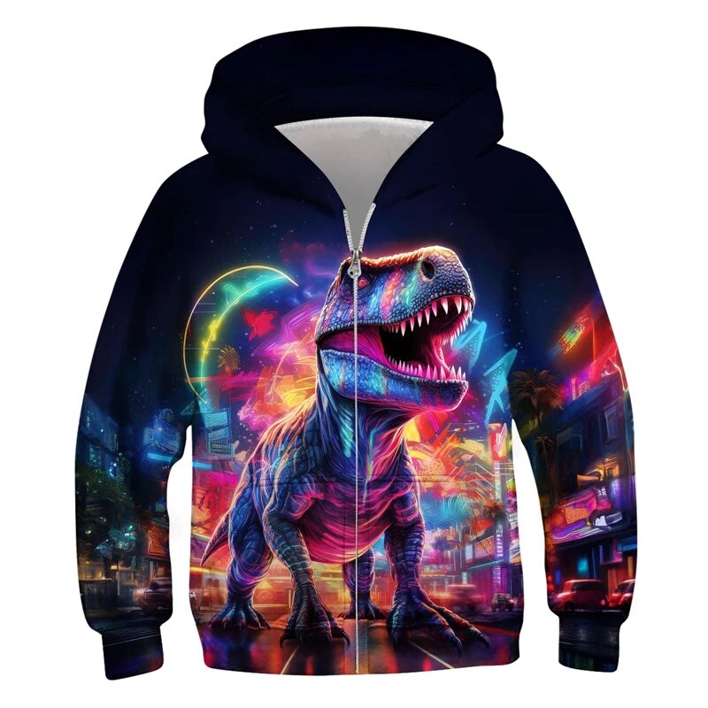 Толстовка ZipHoodie-NXH89319 с динозавром, M