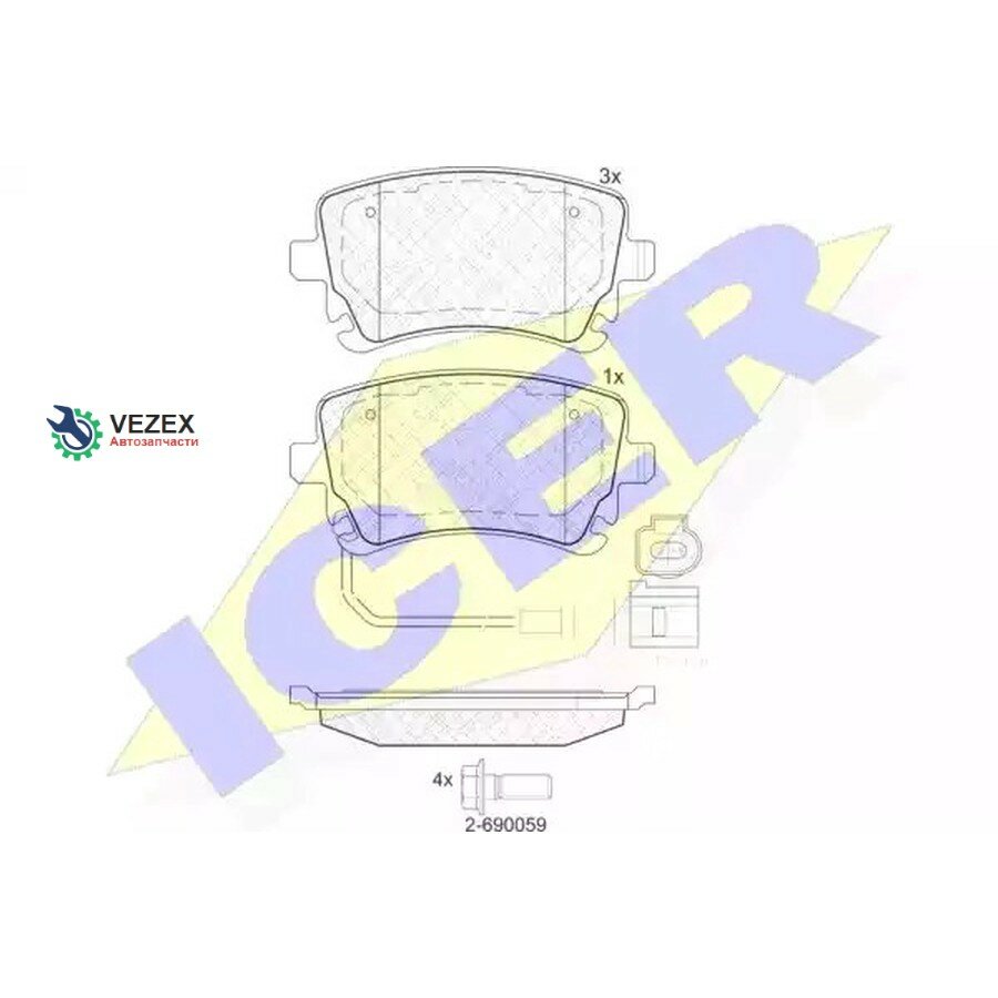 ICER 181674203 181674-203 колодки дисковые задние!\ VWT5/Caravelle 2.0i/3.2i/1.9TDi/2.5TDi 03>