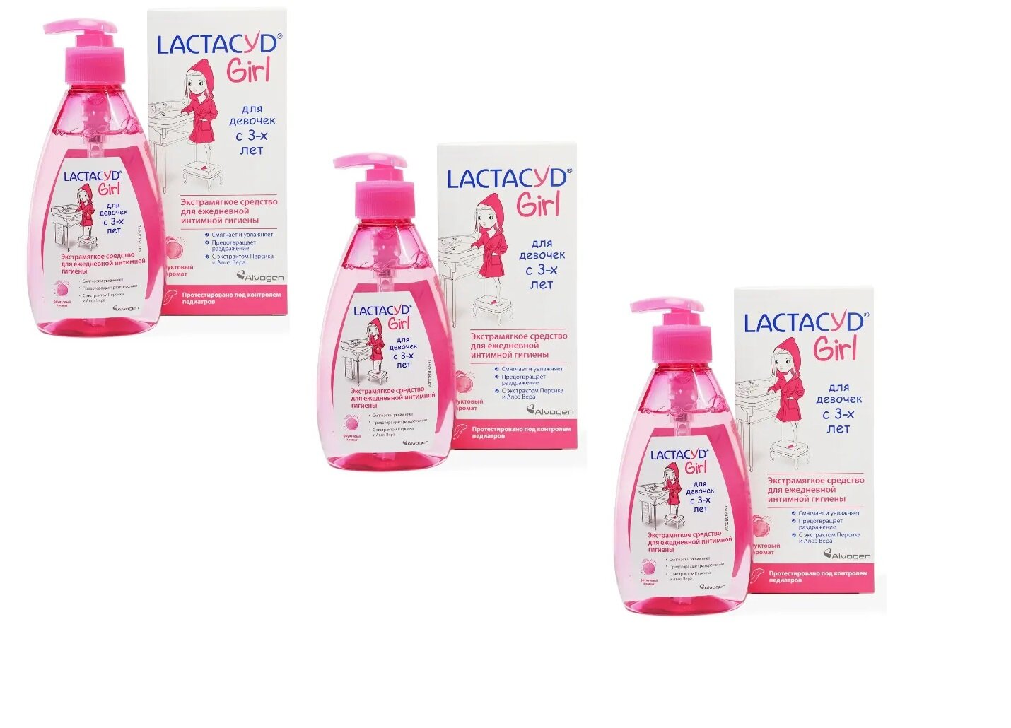Средство Lactacyd для ежедневной интимной гигиены гель для девочек с 3-х лет, 200мл 3шт
