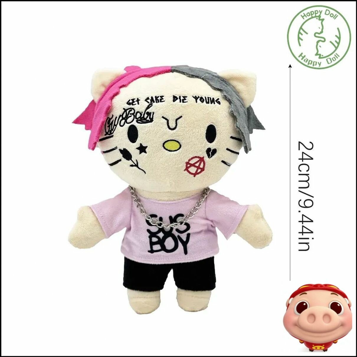 Lil peep X Hello Kitty Плюшевая игрушка Кукла Плюшевое украшение Happy Doll