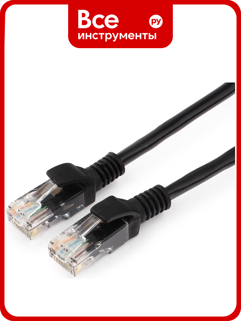Многожильный патч-корд Cablexpert UTP кат.5e, 1м, литой, чёрный PP12-1M/BK