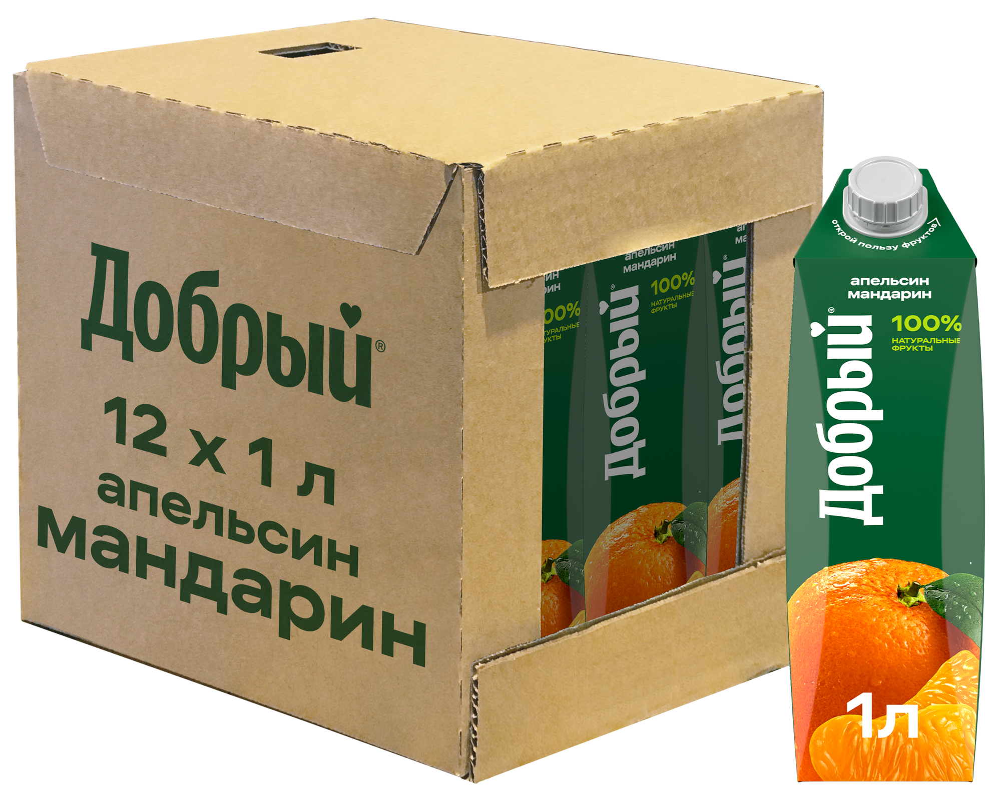 Напиток сокосодержащий Добрый Апельсин-Мандарин 1л, 12 шт.