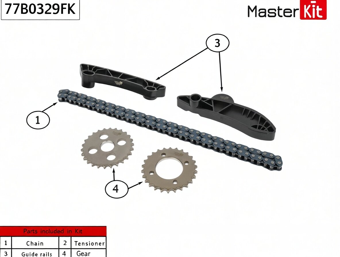 Комплект цепи ГРМ CUMMINS ISF 2.8 Masterkit MasterKit арт. 77B0329FK