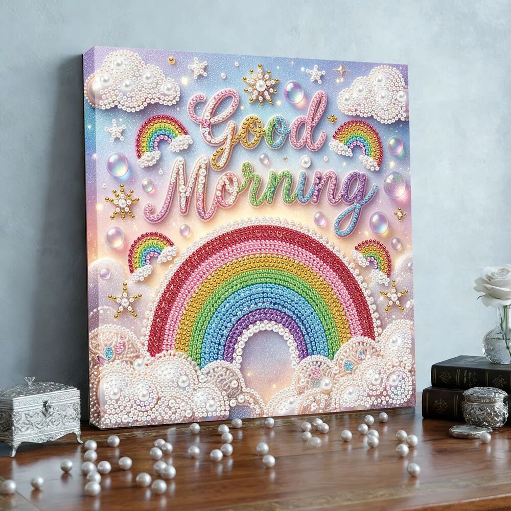 DIY картина из бисера с рамкой, 25 x 25 см, разноцветная