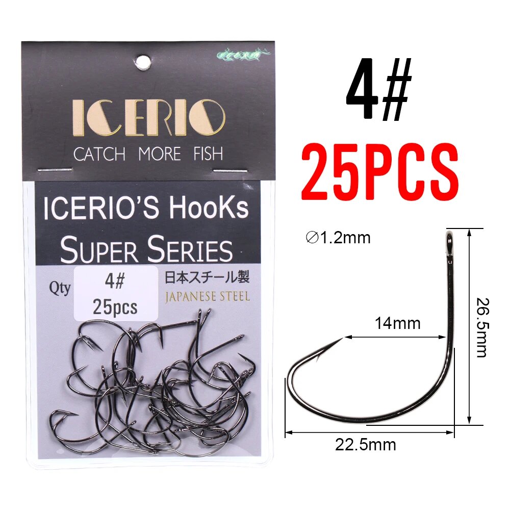 ICERIO Рыболовные крючки из высокоуглеродистой стали 25 шт. No.4 25PCS
