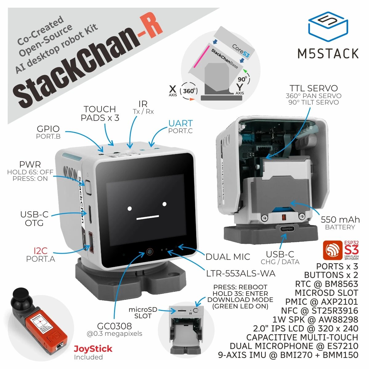 M5Stack StackChan-R робот, цвет StackChan and Remote
