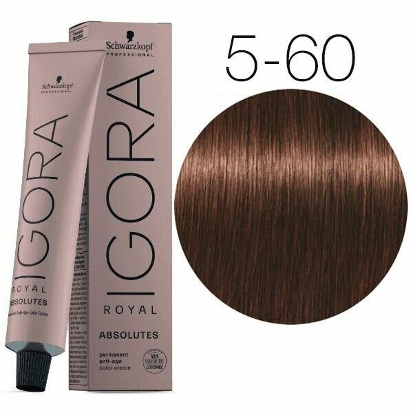 Schwarzkopf Professional Краска для волос Igora Royal Absolutes 5-60 Светлый коричневый шоколадный натуральный, 60 мл