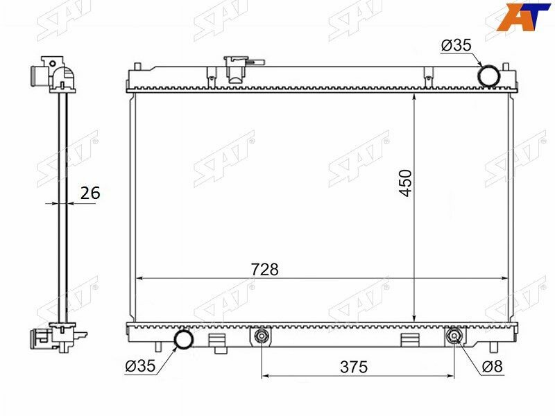 . SAT Радиатор охлаждения двигателя для Infiniti M35 04-10 / M45 07-10 / Nissan Fuga 04-09