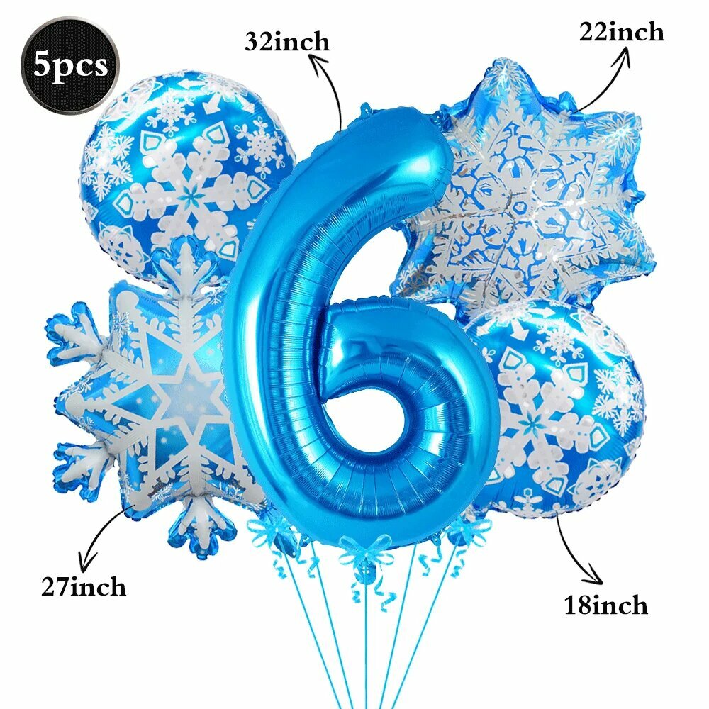Наборы для праздника «Холодное сердце» EsenTroye Синий, Number 6 Balloon Set