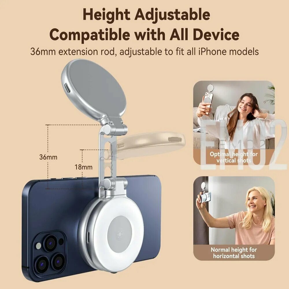 Telesin C03 Magnetic, magsafe Selfie Ring Light, Магнитный кольцевой свет на телефон