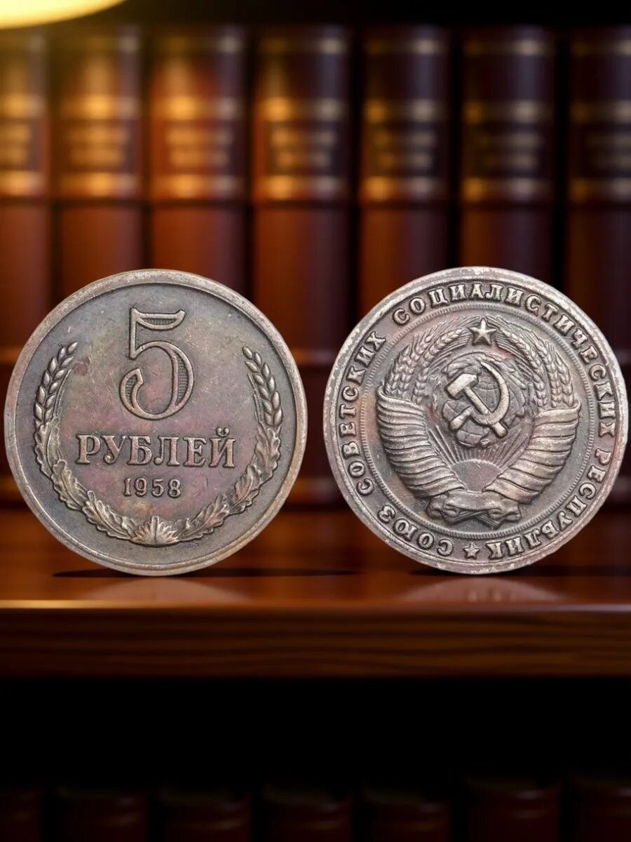 5 рублей 1958 года СССР Советский Союз. Годовик. Копия