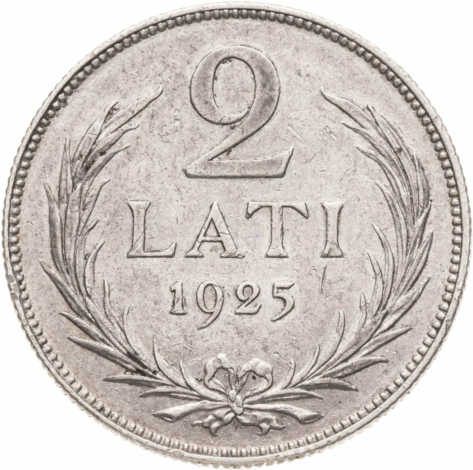 Латвия 2 лата lati 1925, Серебро 835, в сохранности XF