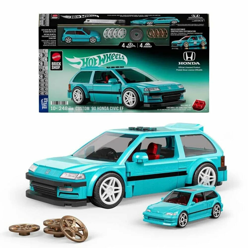 Набор для сборки модели автомобиля Hot Wheels Speed Series Custom '90 Honda Civic EF, 248 деталей, JHF62
