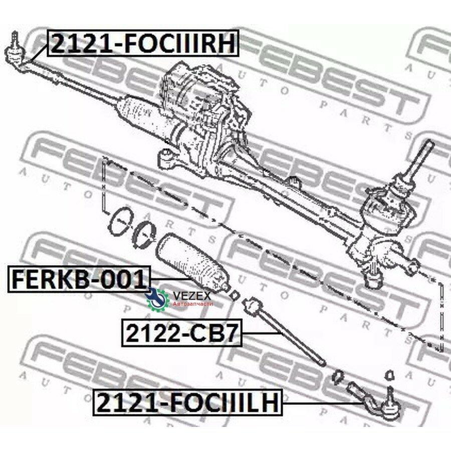 FEBEST 2121-FOCIIILH Наконечник рулевой левый FORD FOCUS III CB8 2011-2014 2121-FOCIIILH