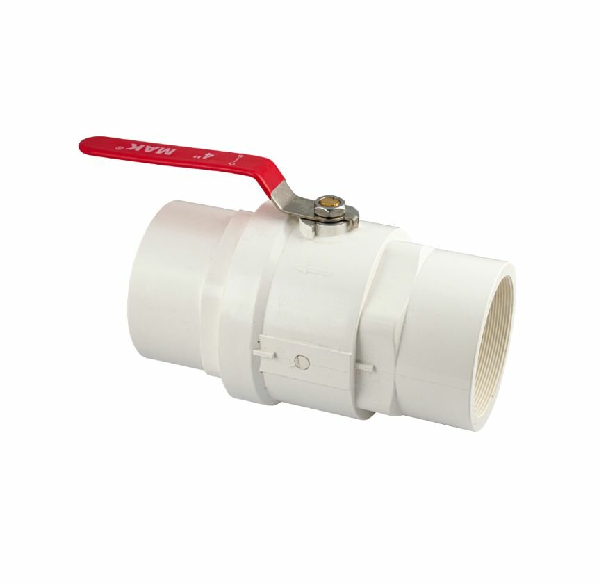 Кран шаровый 4", м/м, ручка, полипропиленовый, из АБС пластика
