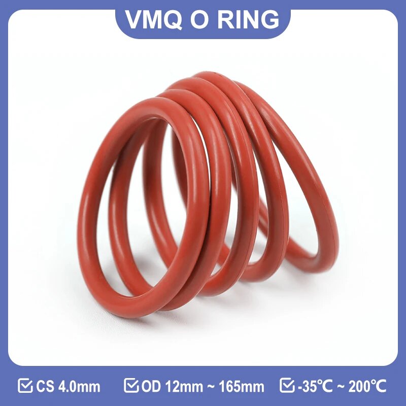 Красные уплотнительные кольца VMQ CS 4,0 мм OD 43mm ID 35mm, 10 pieces