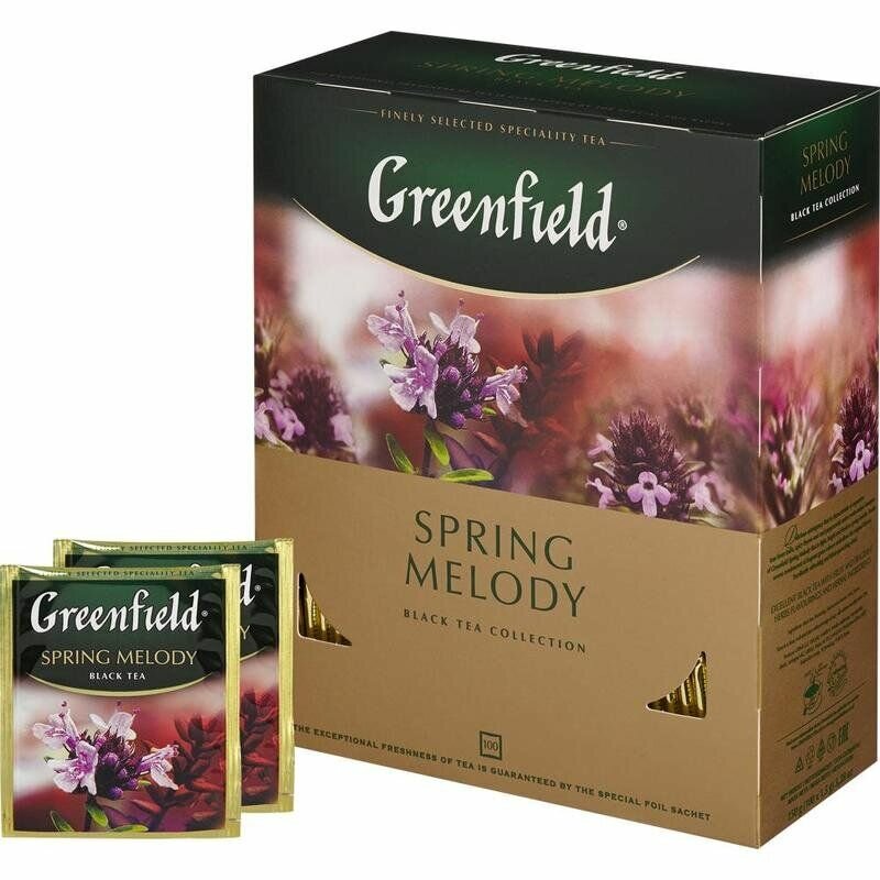 Greenfield Чай в пакетиках Spring Melody, черный, 100 пакетиков