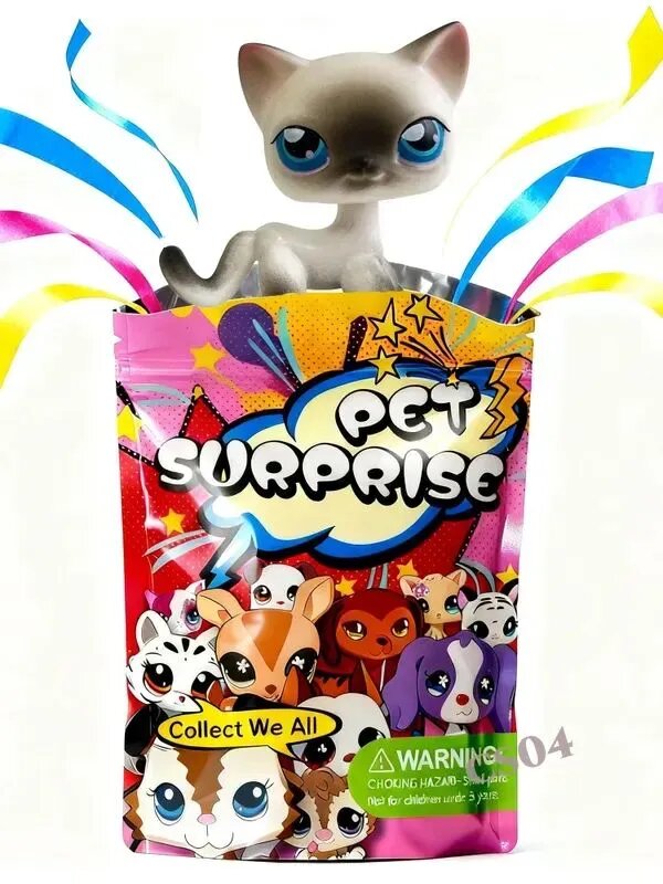 Эксклюзивный подарок для девочки, лпс игрушка Pet Shop 5 в виде короткошерстной кошки с пакетом