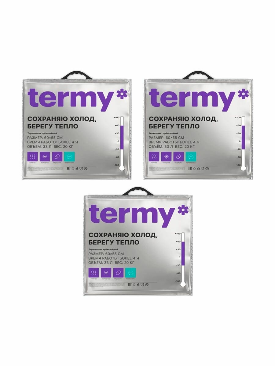 Termy Термопакет про 60Х55 см. металлизированный триплекс ВПП, 3 штуки.
