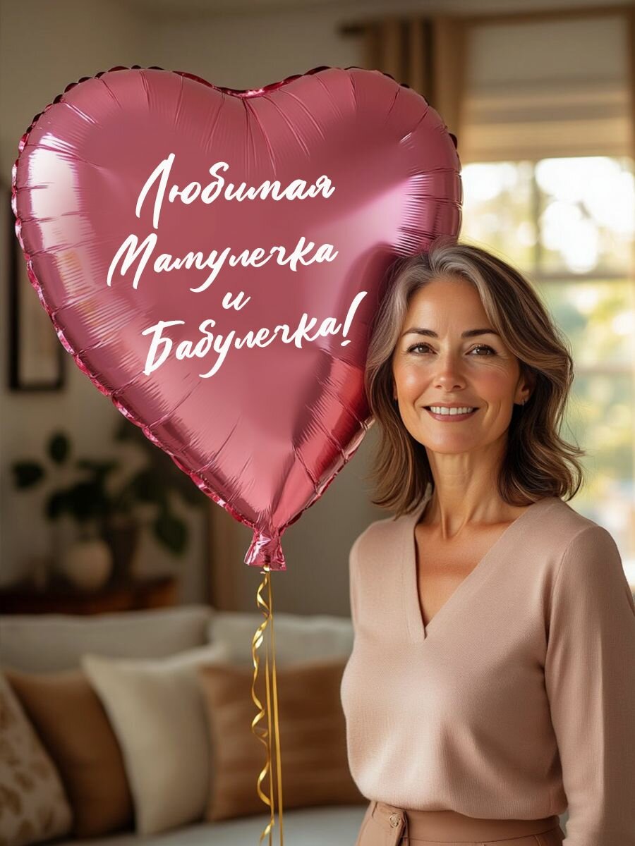 Воздушный шар с надписью "Любимая мамулечка и бабулечка!", 76 см.