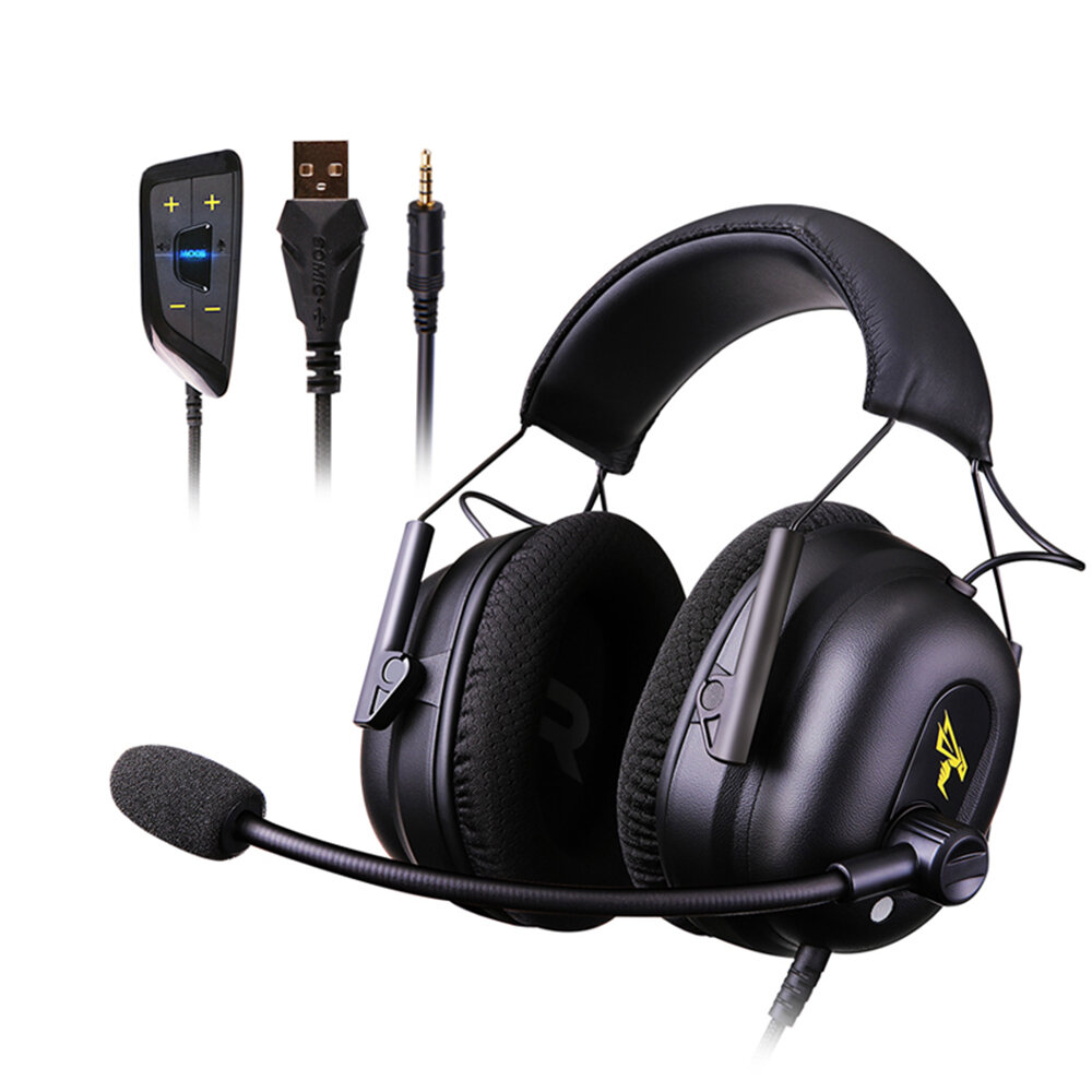 SOMIC G936N Наушники игровые накладные с драйвером 7.1 виртуальный объемный звук 50mm Драйвер USB+3.5mm разъемы длина кабеля 1.2m+2.1m вес 295g