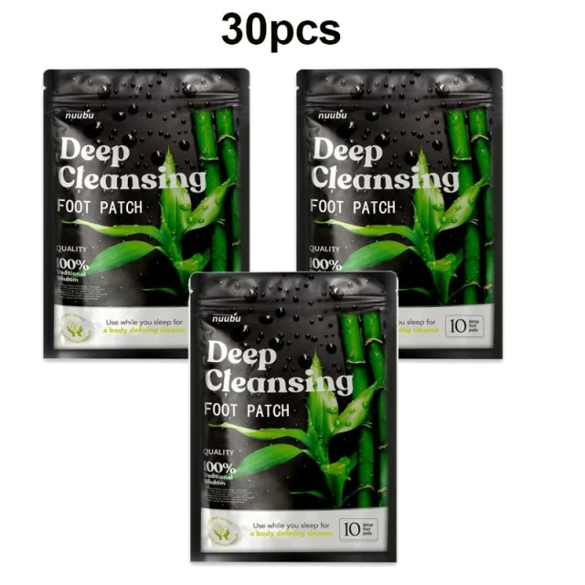 30 шт. Nuubu Detox Foot Patches Stress Relief Foots Deep Sleep Body Toxin Detoxing Cleaning Body Care Cleaning Natural P