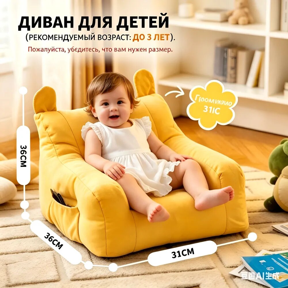 Прямой диван, механизм Нераскладной, 35х20х30 см, белый