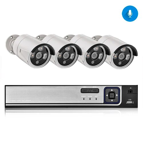 Система видеонаблюдения Gadinan Outdoor Audio Record CCTV 8CH 4MP POE NVR H.265+ с детекцией движения, IP-камера P2P 3.6mm XMEye