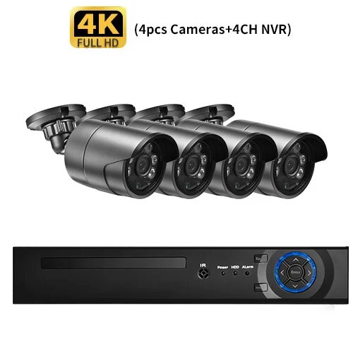 Комплект системы видеонаблюдения Gadinan 8CH 48V POE NVR с камерами безопасности для улицы с детекцией пешеходов и аудио, камеры видеонаблюдения 4K CCTV XMEye