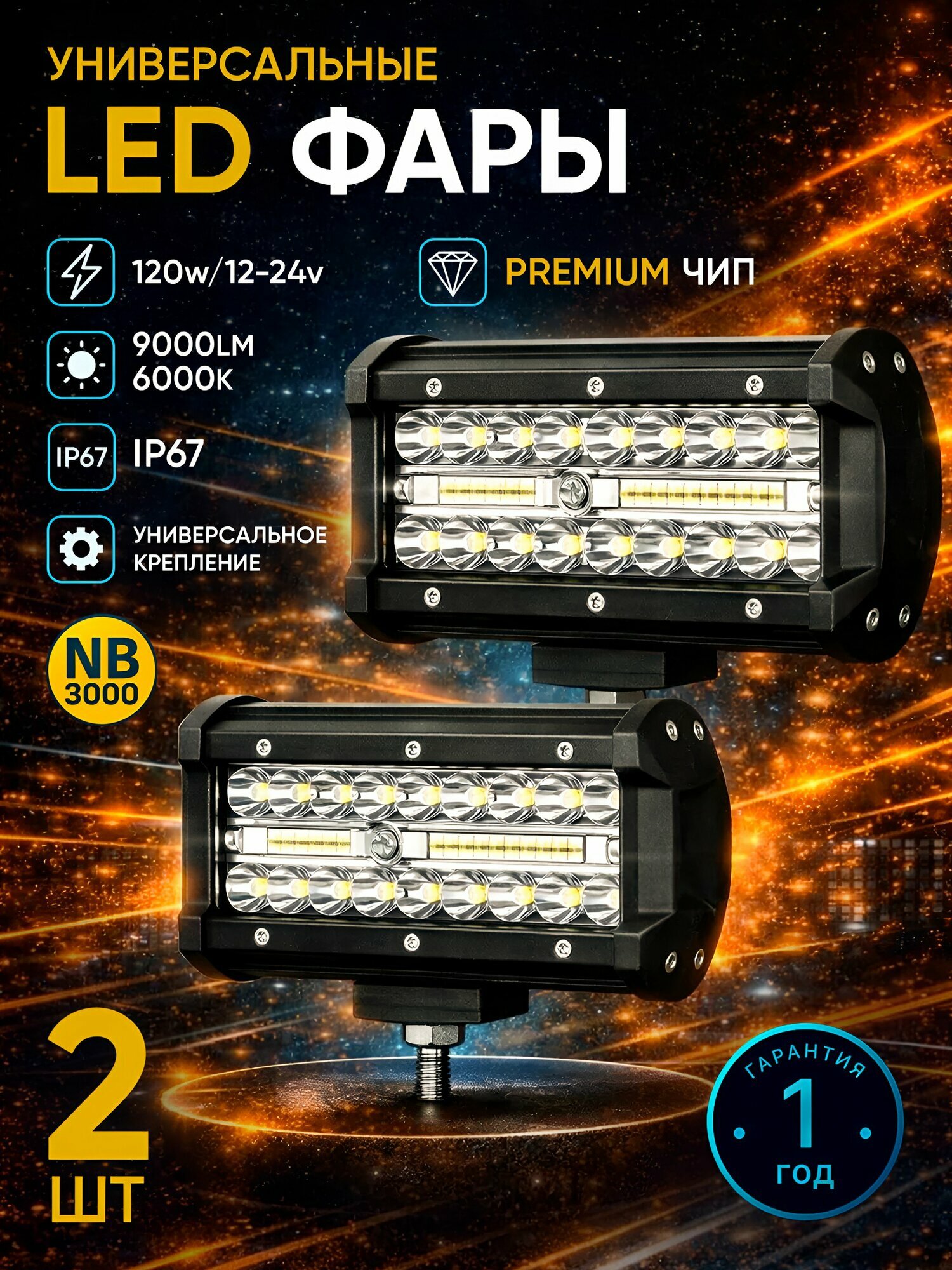 Светодиодные противотуманные фары 2 шт LED балка прожектор ДХО, ФСО, вспышки, рабочий свет 12 24V