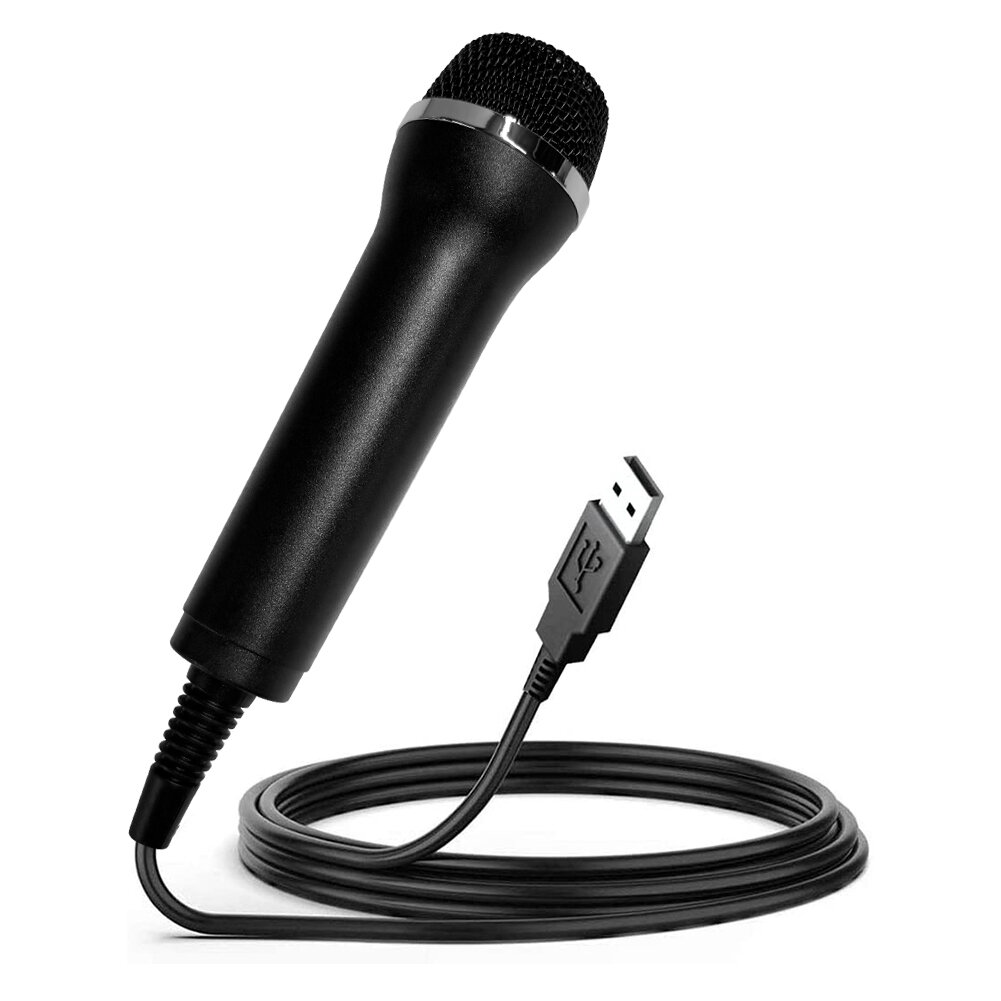 Микрофон USB черный для игр и караоке с кабелем длиной 2 м для консолей