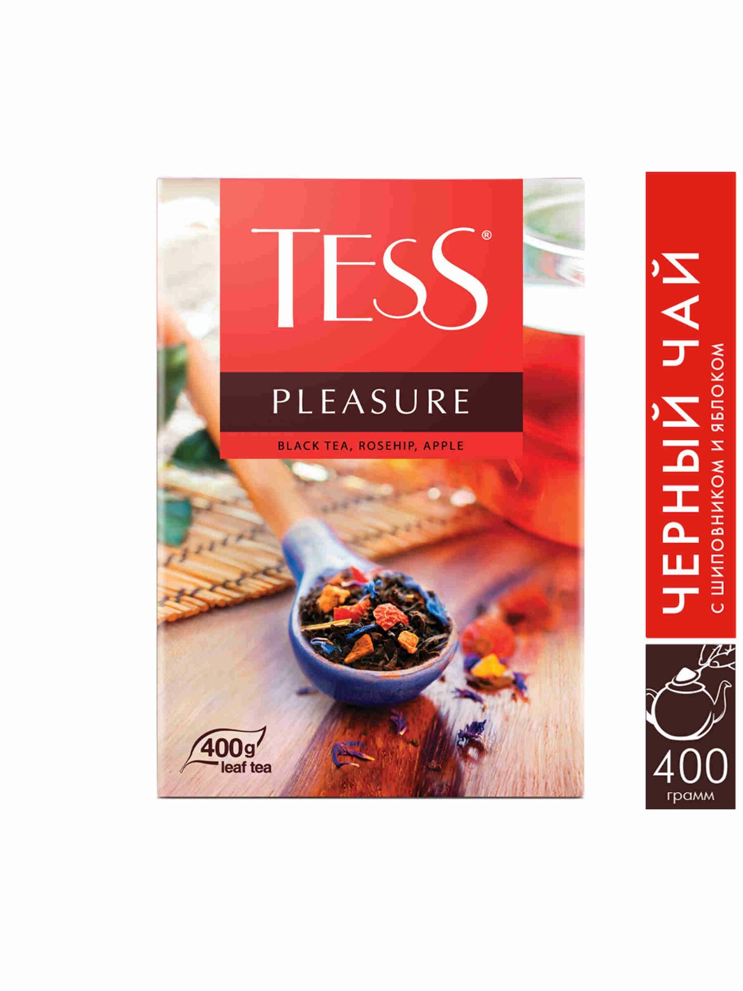 Чай листовой черный Tess Pleasure, шиповник и яблоко, 400 г с шиповником и яблоком шиповник яблоко