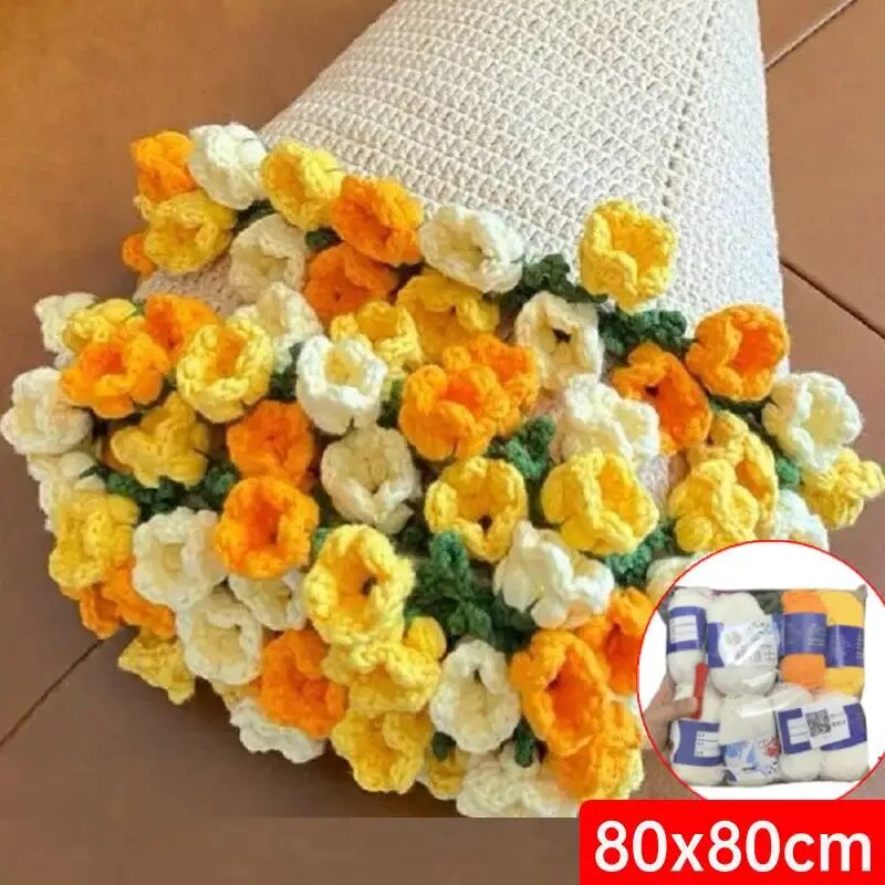 Хлопковое вязаное одеяло для букета Shunmaii Crochet Bouquet 80cm 3color