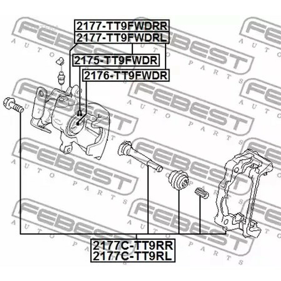 Скоба суппорта задн правая FORD TRANSIT TT9 2006-2013 2177C-TT9RR FEBEST 2177CTT9RR
