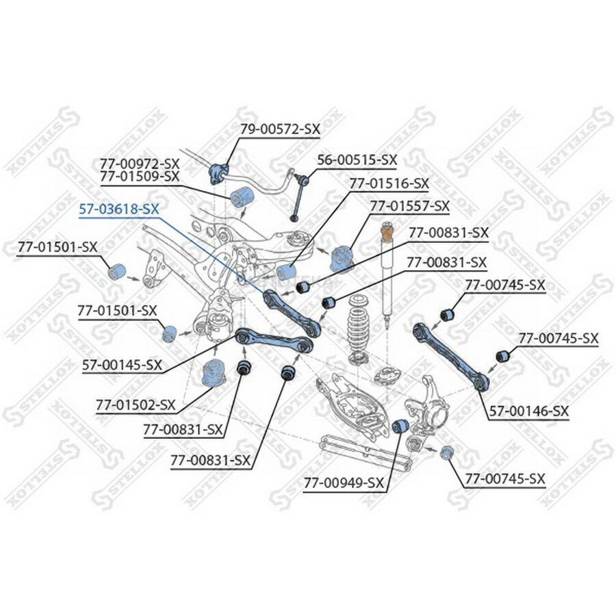 Рычаг задней подвески STELLOX 5703618SX BMW E87 all 04>/E90 all 05>