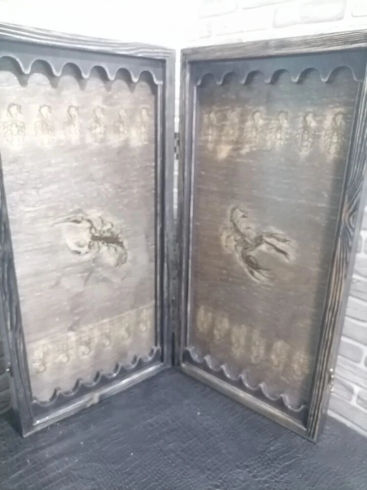 Нарды "Скорпион" Lion, ручная работа, дерево, закаленное стекло, с замком — фото 1
