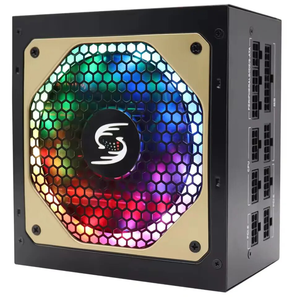 Источник питания ПК 700Вт PSU с полностью модульным дизайном, RGB-тихим вентилятором, совместимый с ATX EPS, для игрового ПК компьютера переключающего источника питания